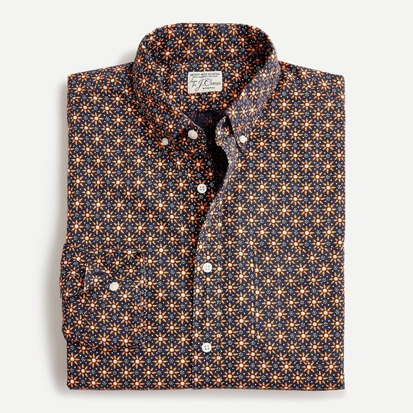 J. Crew | Shirts | Nwtsjcrew Slim Untucked Stretch Secret Wash Cotton Poplin Shirt In Sun Print ...
